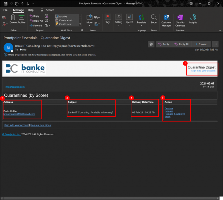 Proofpoint – Email Quarantine Digest & How to Report Spam – Banke IT ...