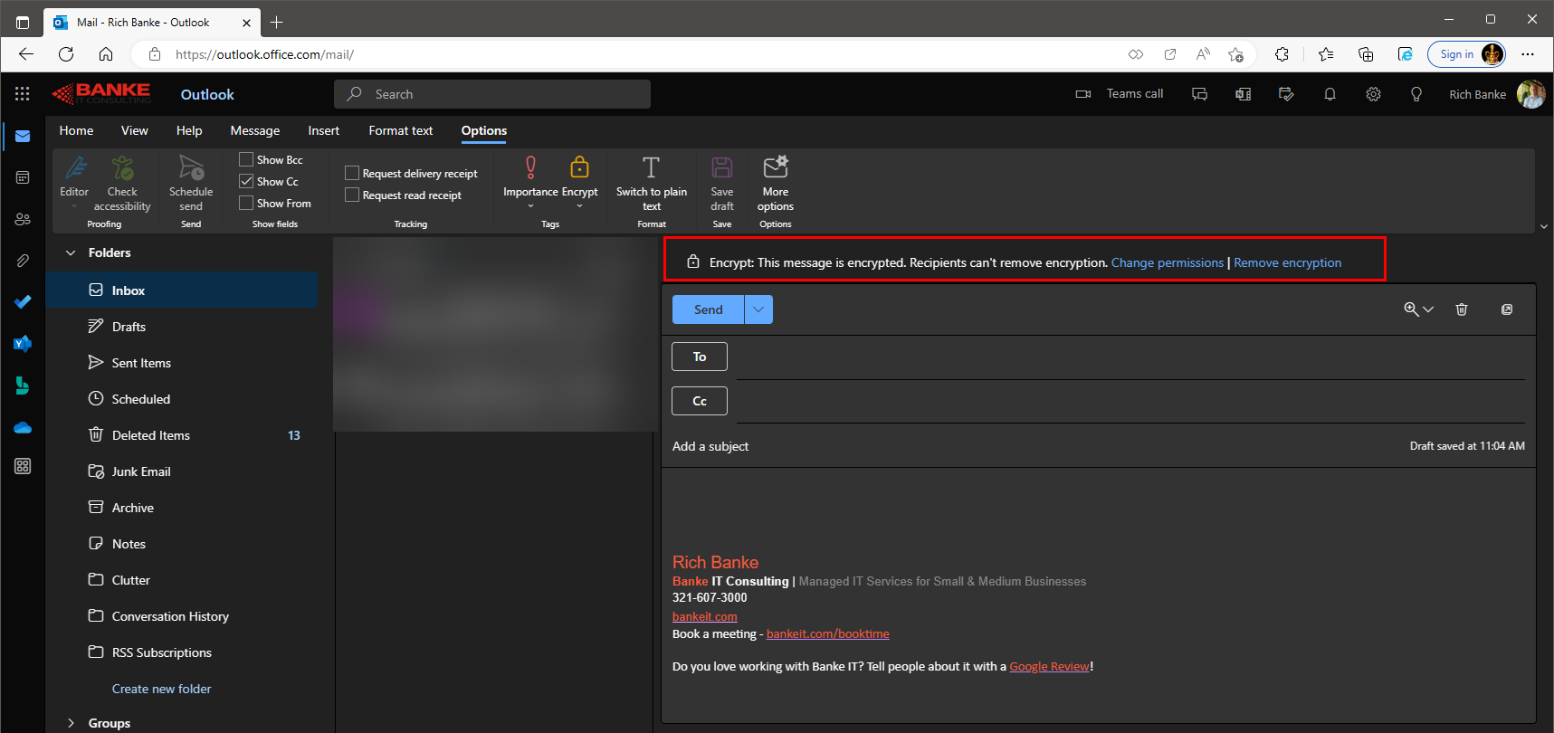 How to Encrypt Emails in Microsoft 365 – Banke IT Consulting Knowledgebase